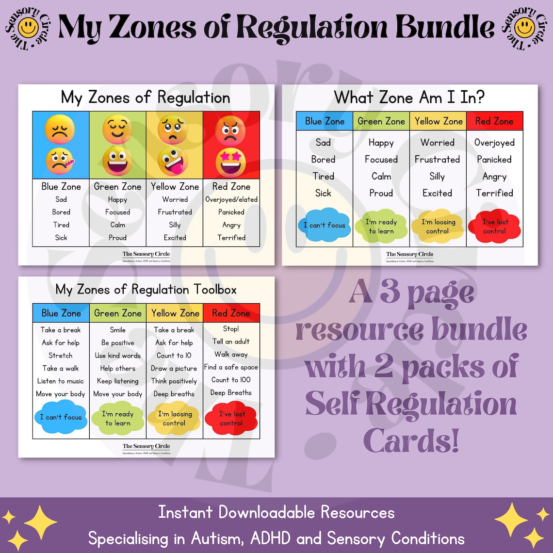 My Zones of Regulation Emoji Bundle Educational SEN Resource - Etsy