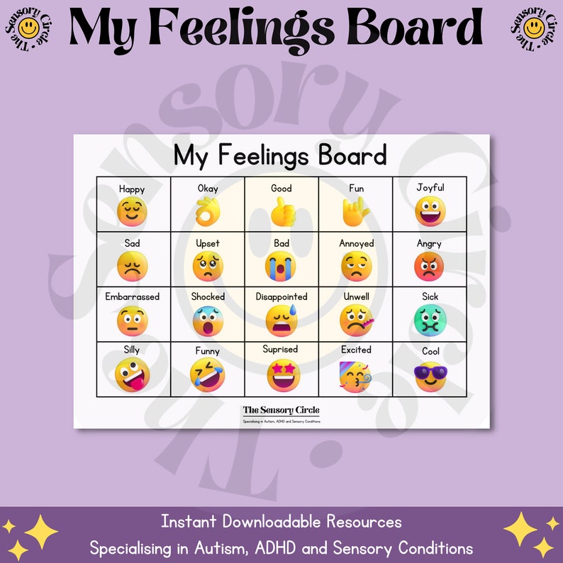 My Feelings Board PECS Educational SEN Resource Autism, ADHD and ...