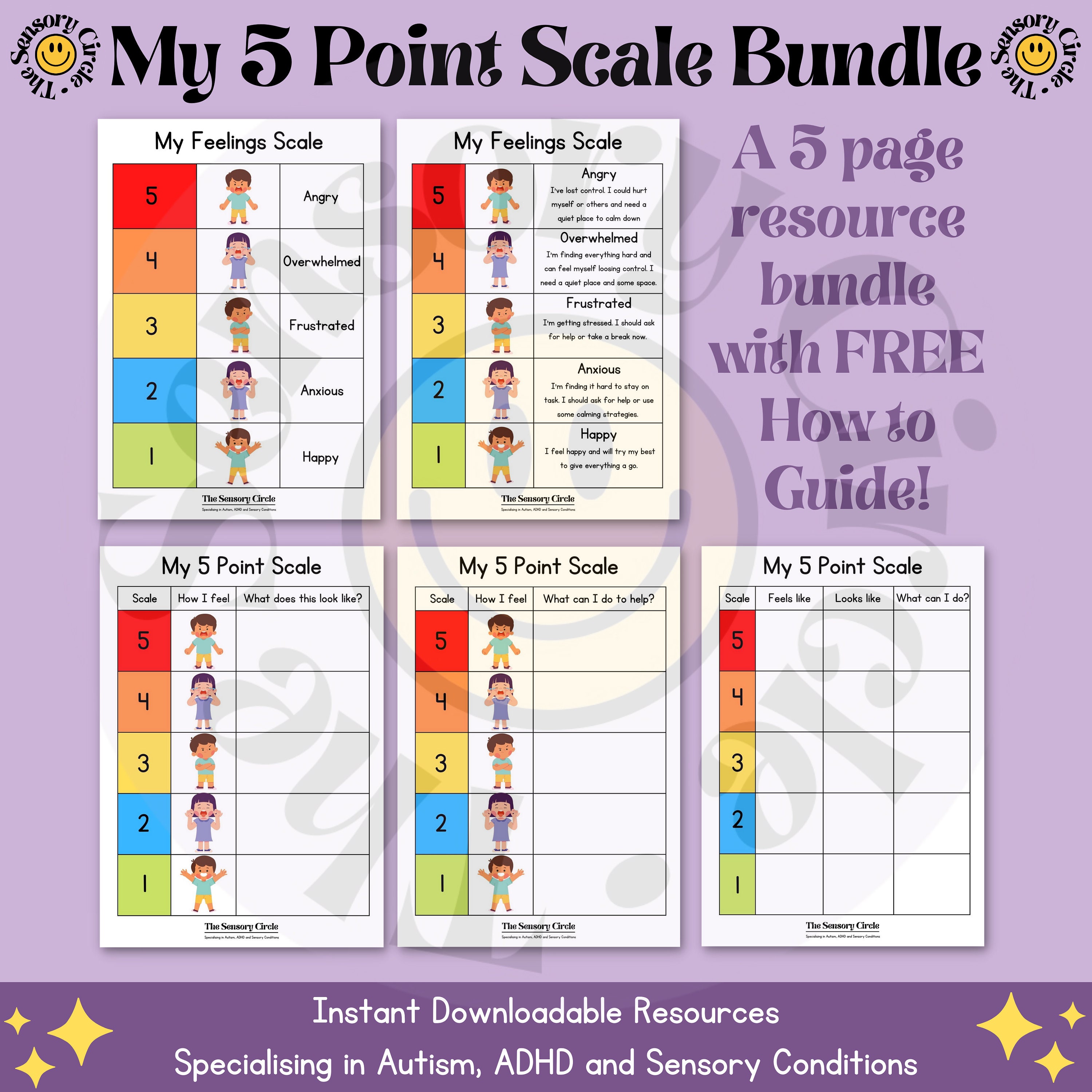 My 5 Point Scale Children Bundle Educational SEN Resource Autism, ADHD ...