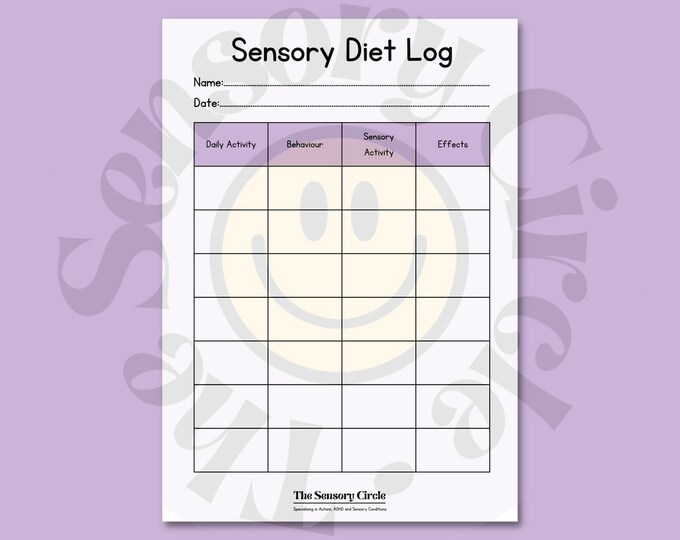 The Sensory Diet Log Educational SEN Resource Autism, ADHD and Sensory ...