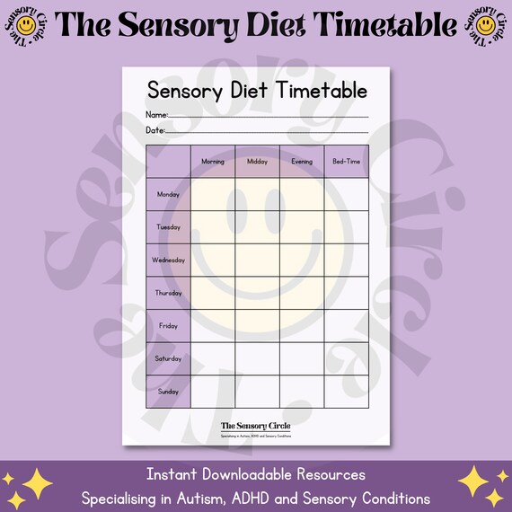 The Sensory Diet Timetable Educational SEN Resource - Etsy