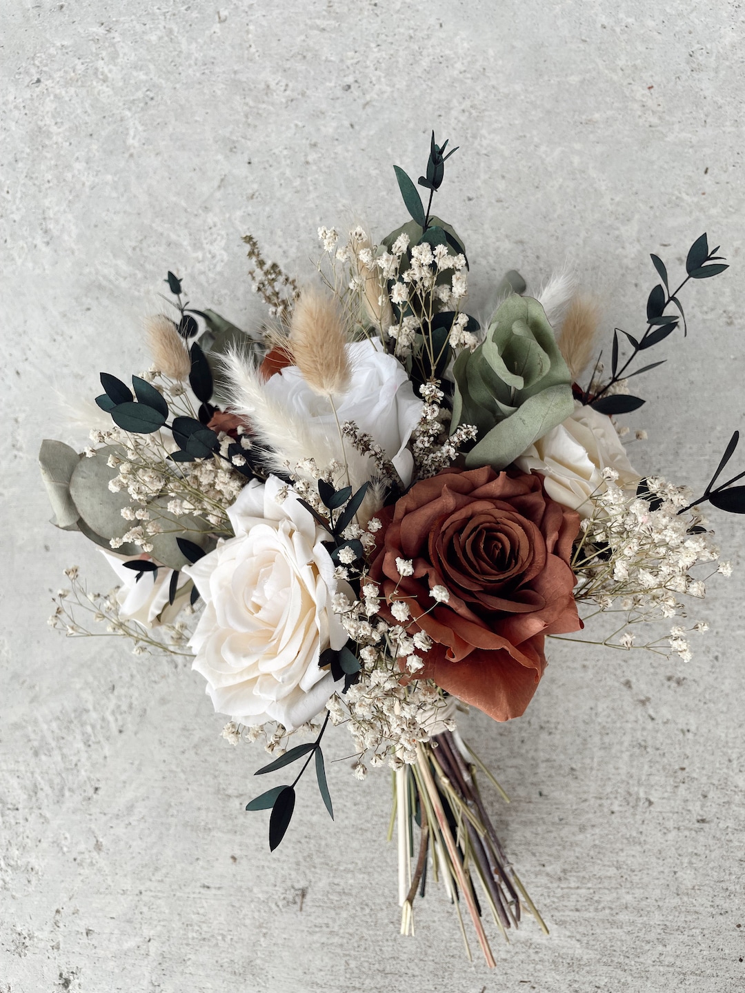 Boho / Rustic/ Dried Flowers/ Bridal Bouquet/ Wedding Flowers/ Cream ...