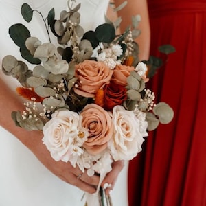 Rusty/ Terracotta Bouquet/ Wedding Bouquet/ Everlasting/ Silk Roses ...