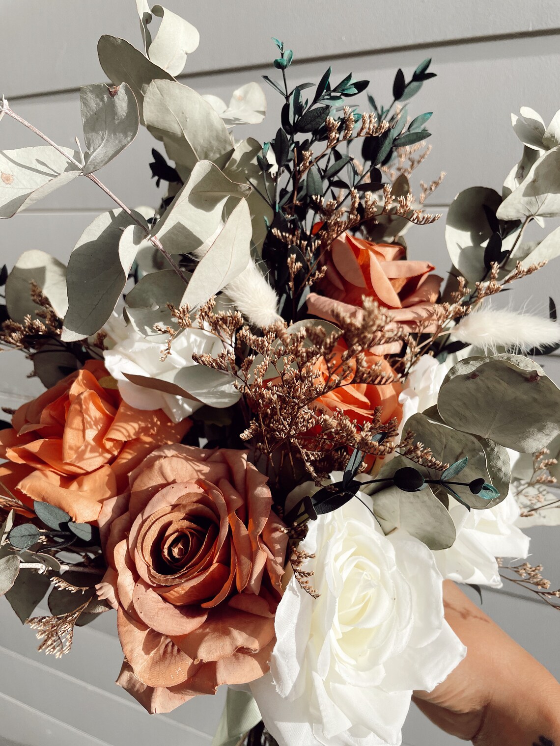 Bridal Bouquet/ Silk Roses/ Dried and Preserved/ Wedding Flowers ...