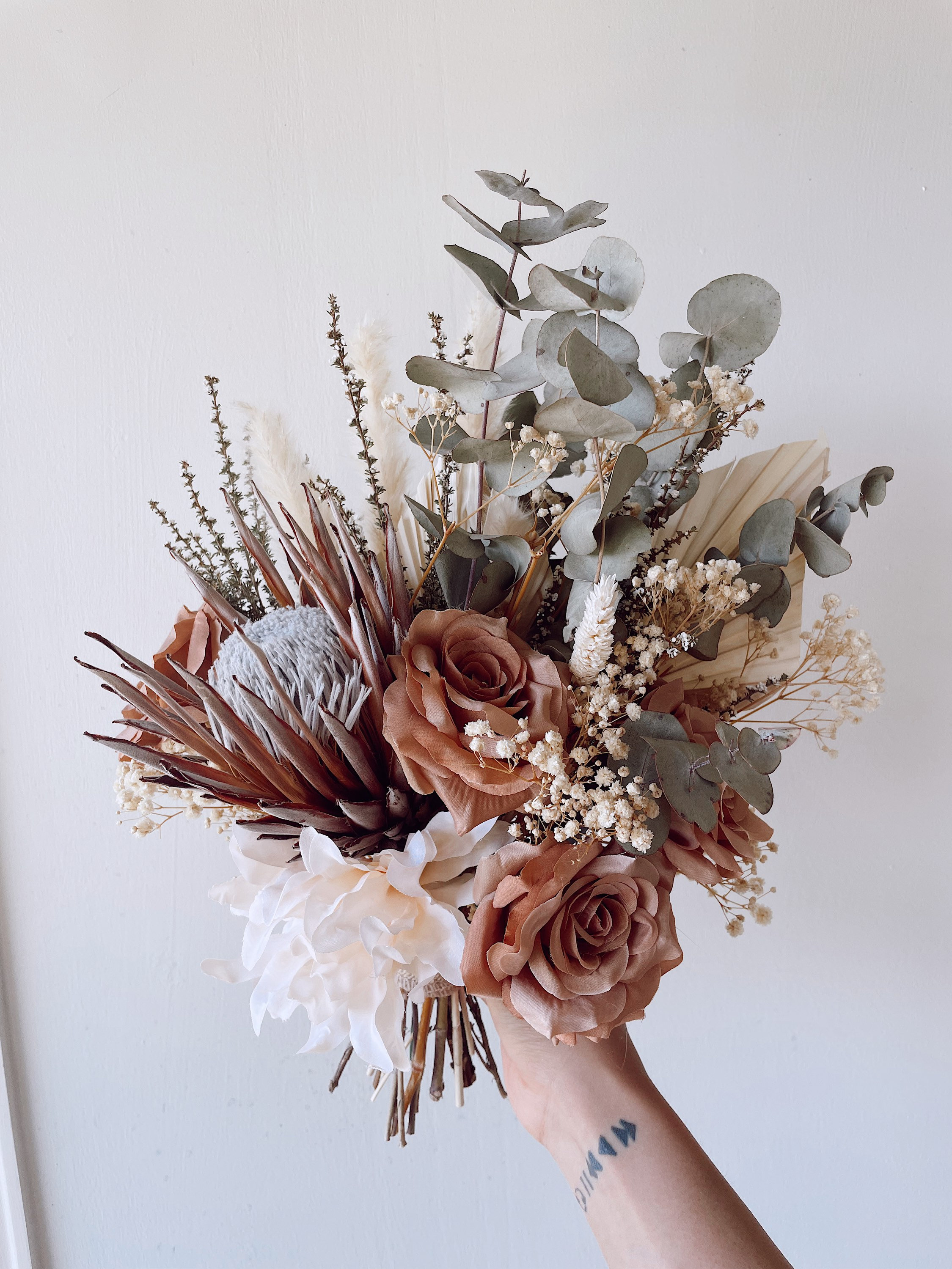 Native/ King Protea/ Silk Rose/ Dried and Preserved/ Bridal Bouquet ...