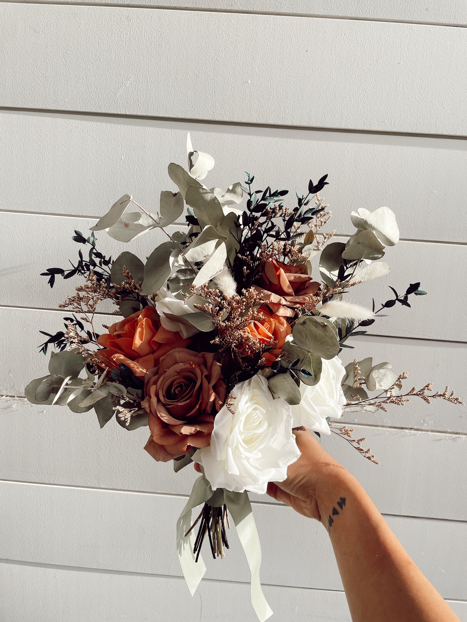 Bridal Bouquet/ Silk Roses/ Dried and Preserved/ Wedding Flowers ...