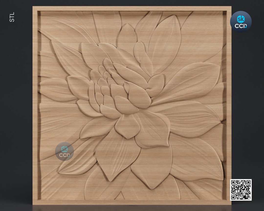 Wood Wall Art, Lotus STL Model, CNC Router Carving Artcam File, Wall ...