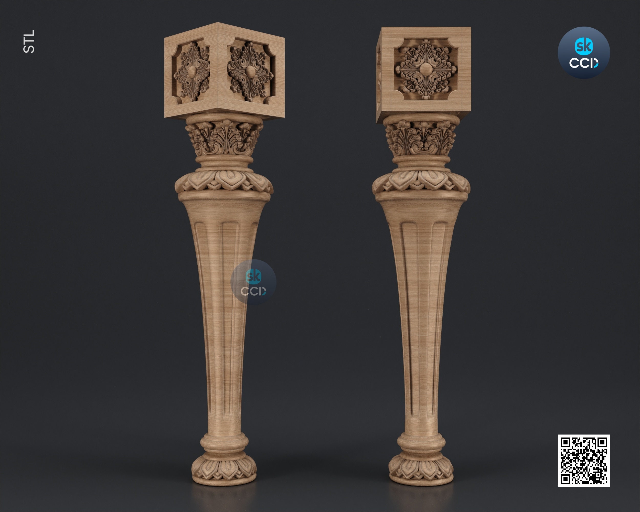 Furniture Leg 3D Model for Cnc Router, Wood Carving Digital File ...