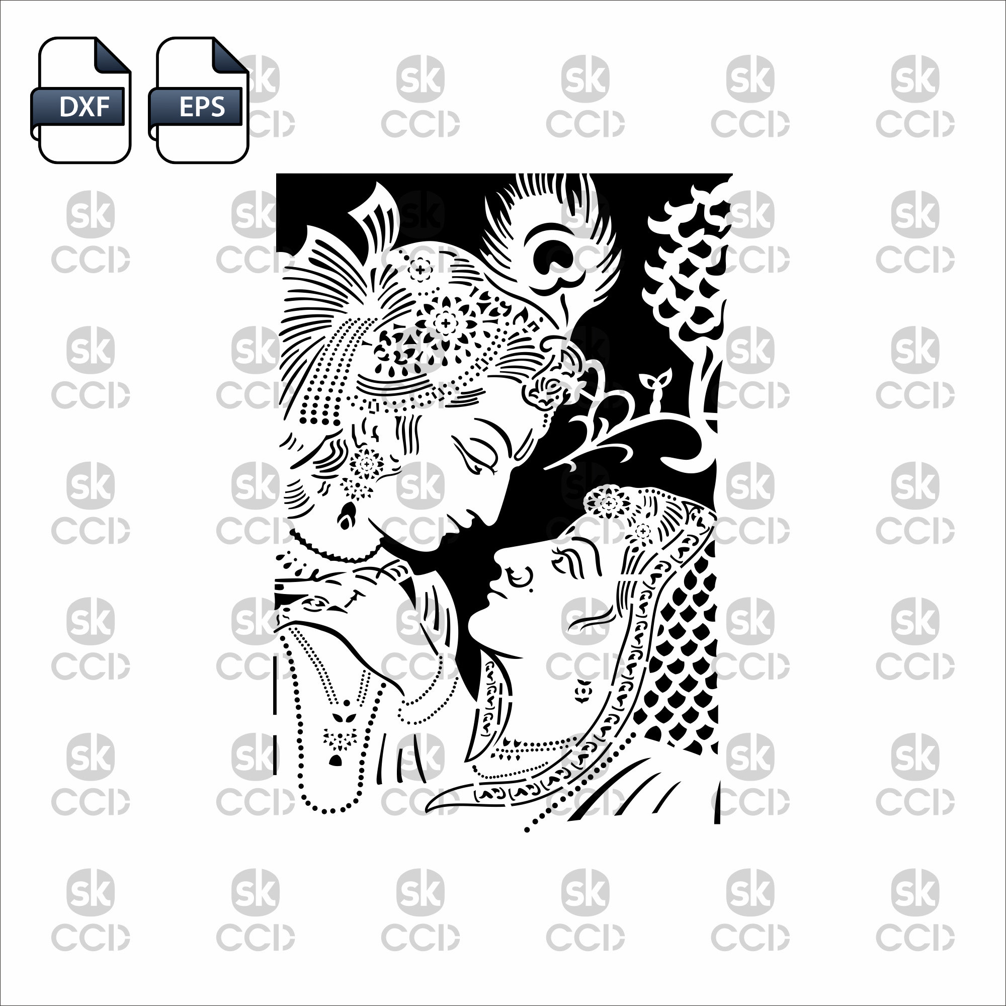 Radha Krishna Indian God Wall Decor Laser Cutting DXF - Etsy