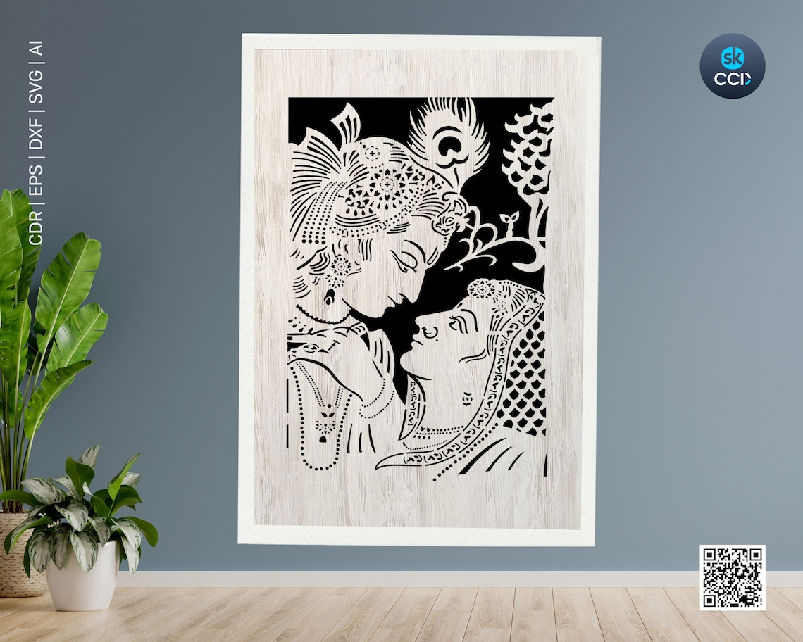 Radha Krishna Indian God Wall Decor Laser Cutting DXF - Etsy UK