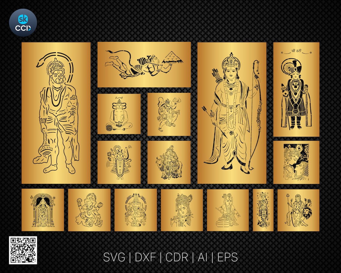 Indian God Collection, Lord Hanuman, Laser Cutting Design, DXF Vector ...