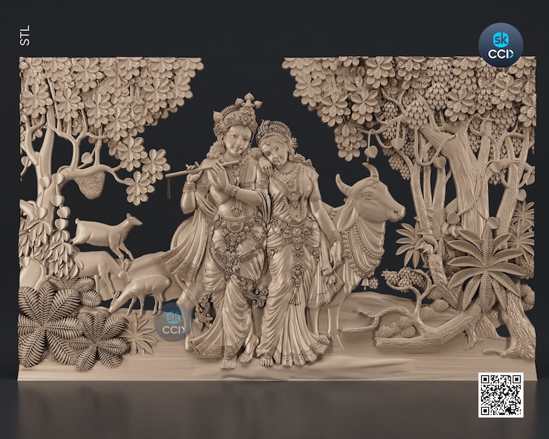 Radha Krishna STL 3D Model, Carvign Model, CNC Router Carving Artcam ...