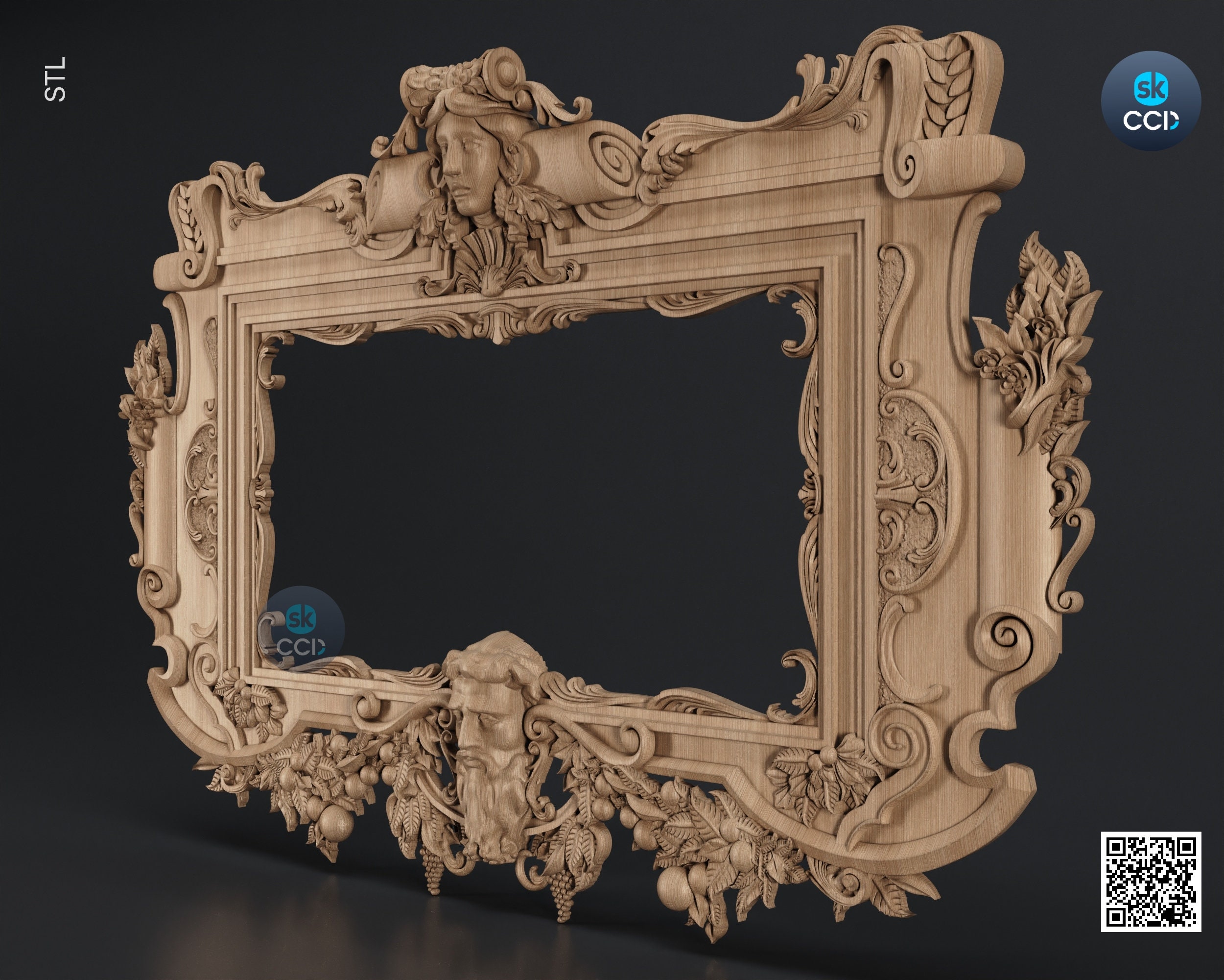 Carved Frame STL 3D Model, Carvign Frame, CNC Router Carving Artcam File, CNC Files, Wood, Art ...