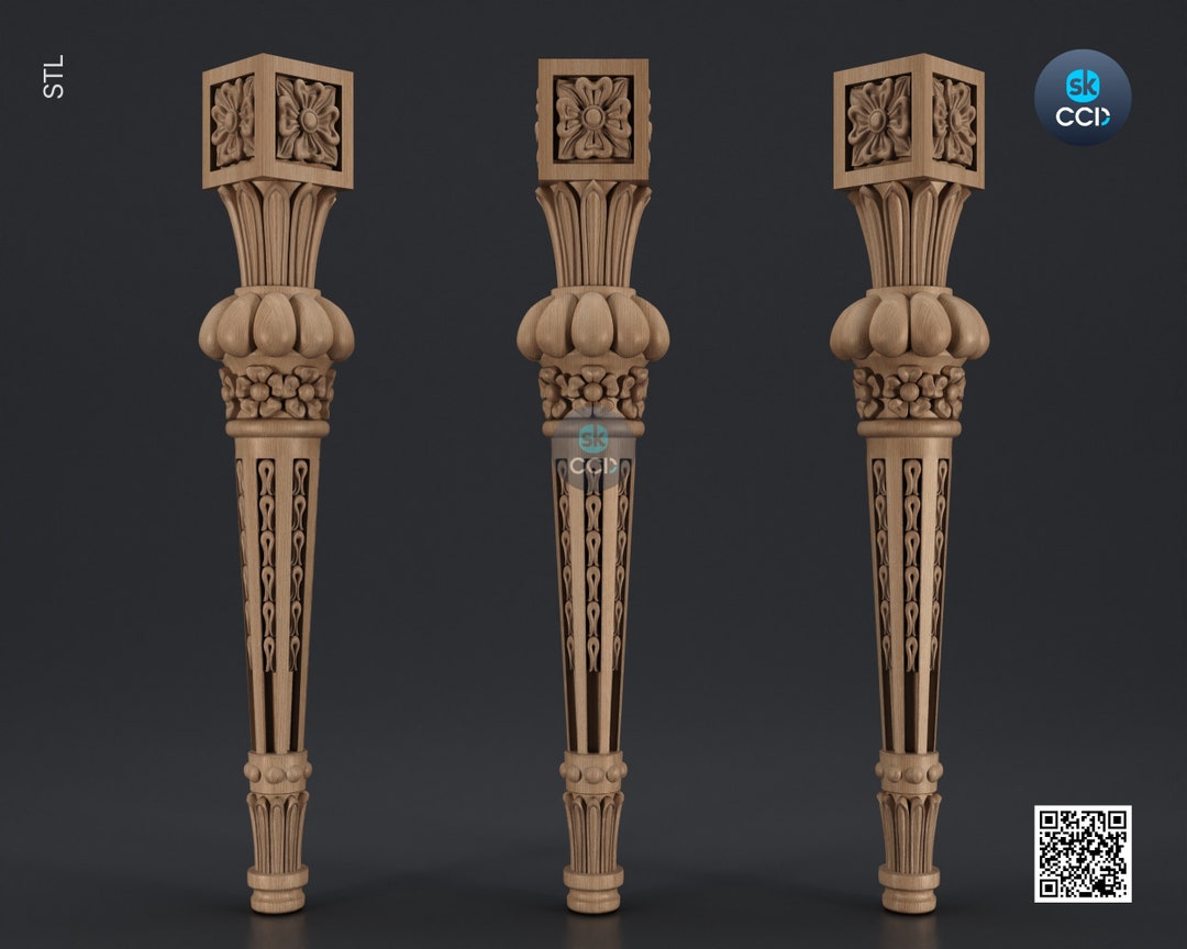 Furniture Leg 3D Model for Cnc Router, Wood Carving Digital File ...
