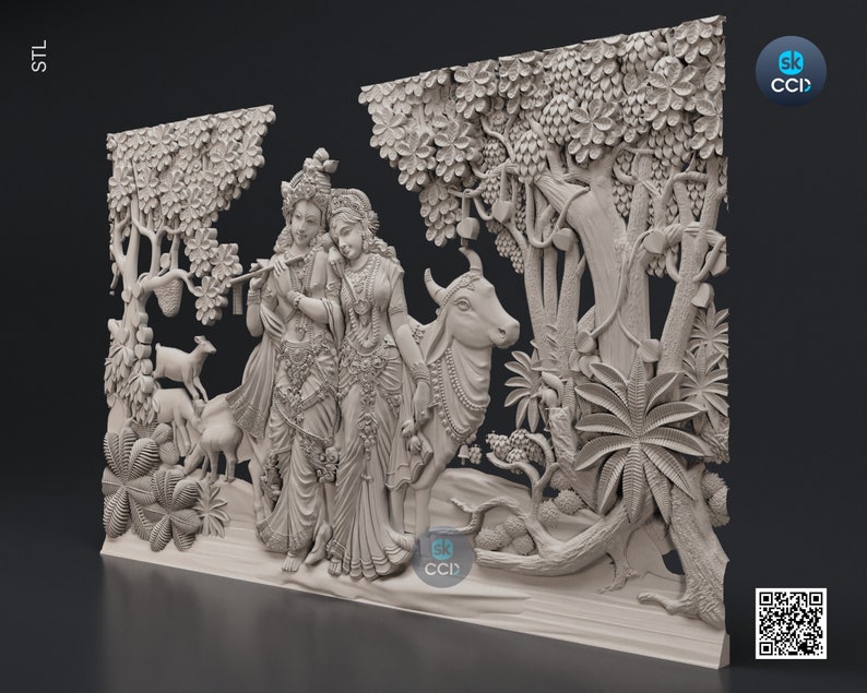 Radha Krishna STL 3D Model, Carvign Model, CNC Router Carving Artcam ...