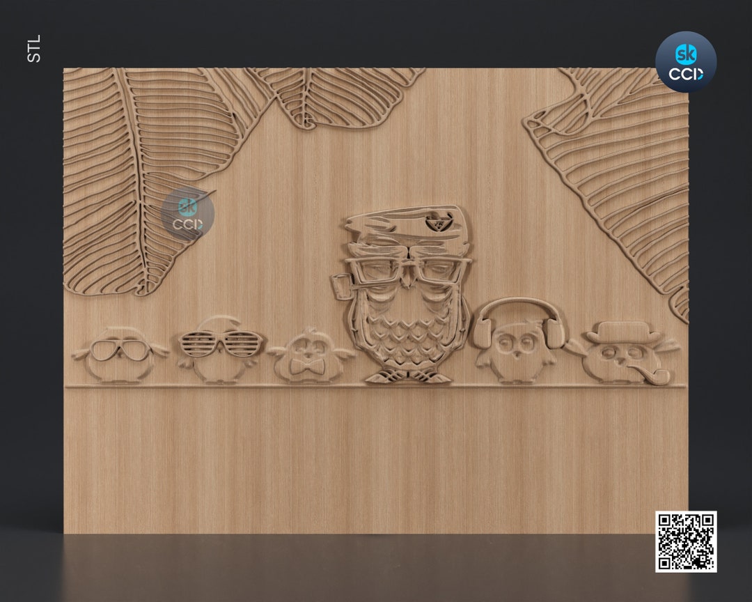 Wood Wall Art, Owls STL Model, CNC Router Carving Artcam File, Wall ...