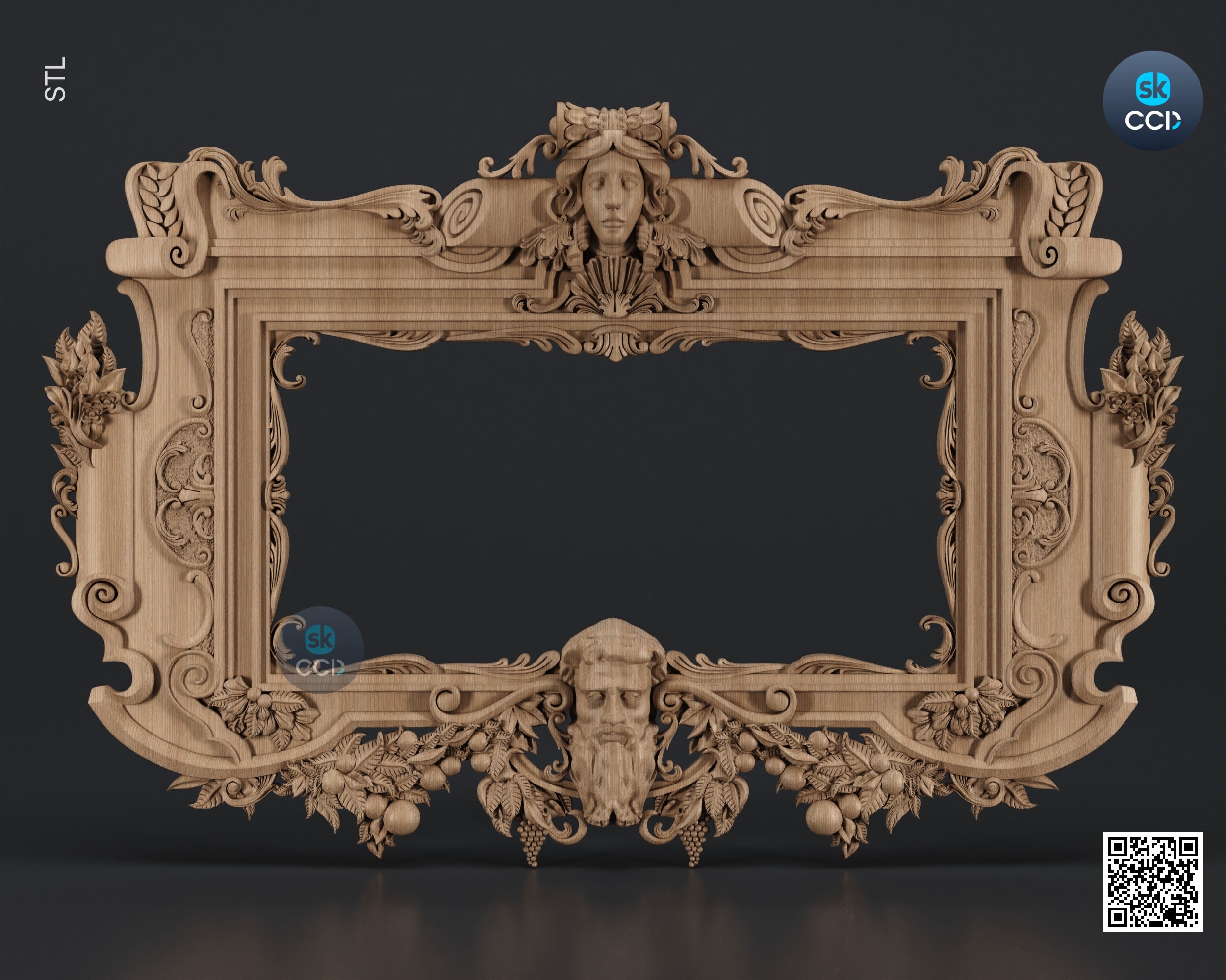 Carved Frame Stl 3d Model Carvign Frame Cnc Router Carving Etsy