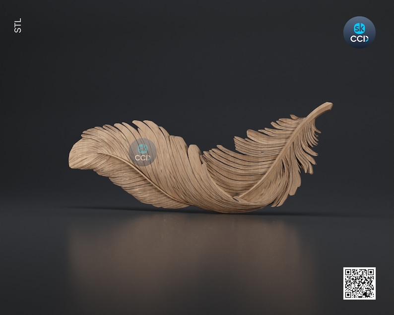 Wood Wall Art Feather STL Model CNC Router Carving Artcam - Etsy