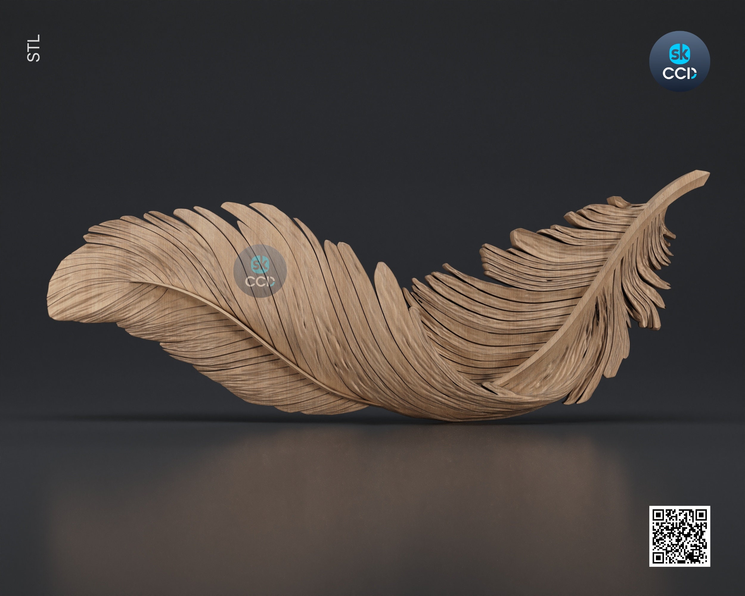 Wood Wall Art Feather Stl Model Cnc Router Carving Artcam Etsy
