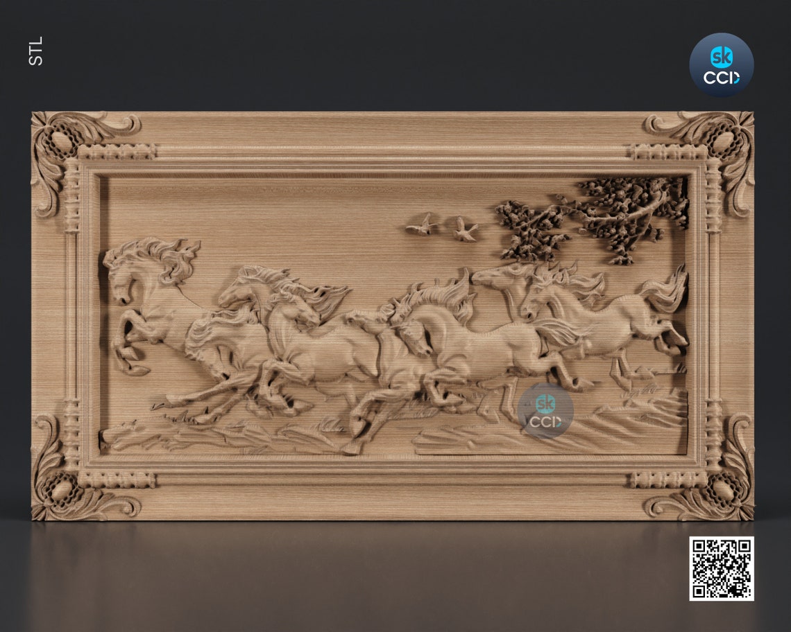 7 Horse 3D Relief Model in STL Format CNC Router Carving - Etsy