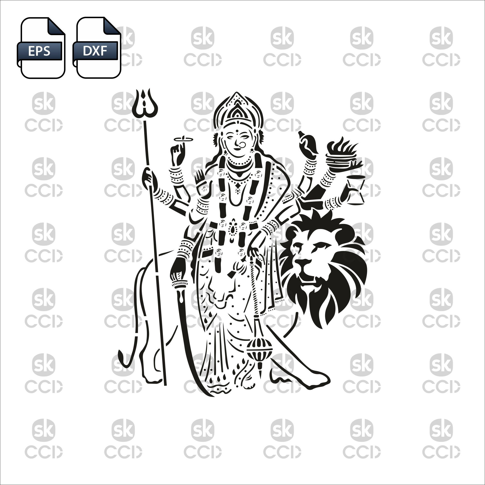 Maa Durga Wall Art Indian God Laser Cutting Design DXF Vector Cnc ...