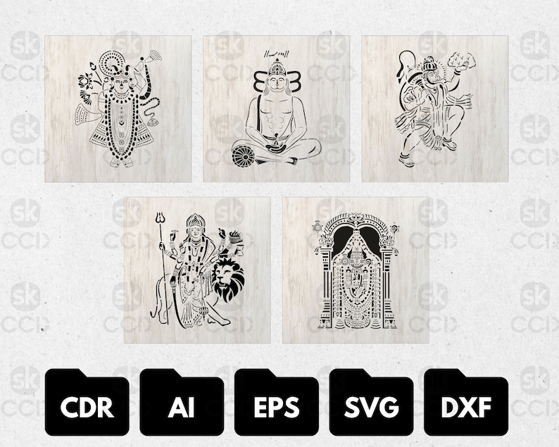 Indian God Collection, Lord Hanuman, Laser Cutting Design, DXF Vector ...
