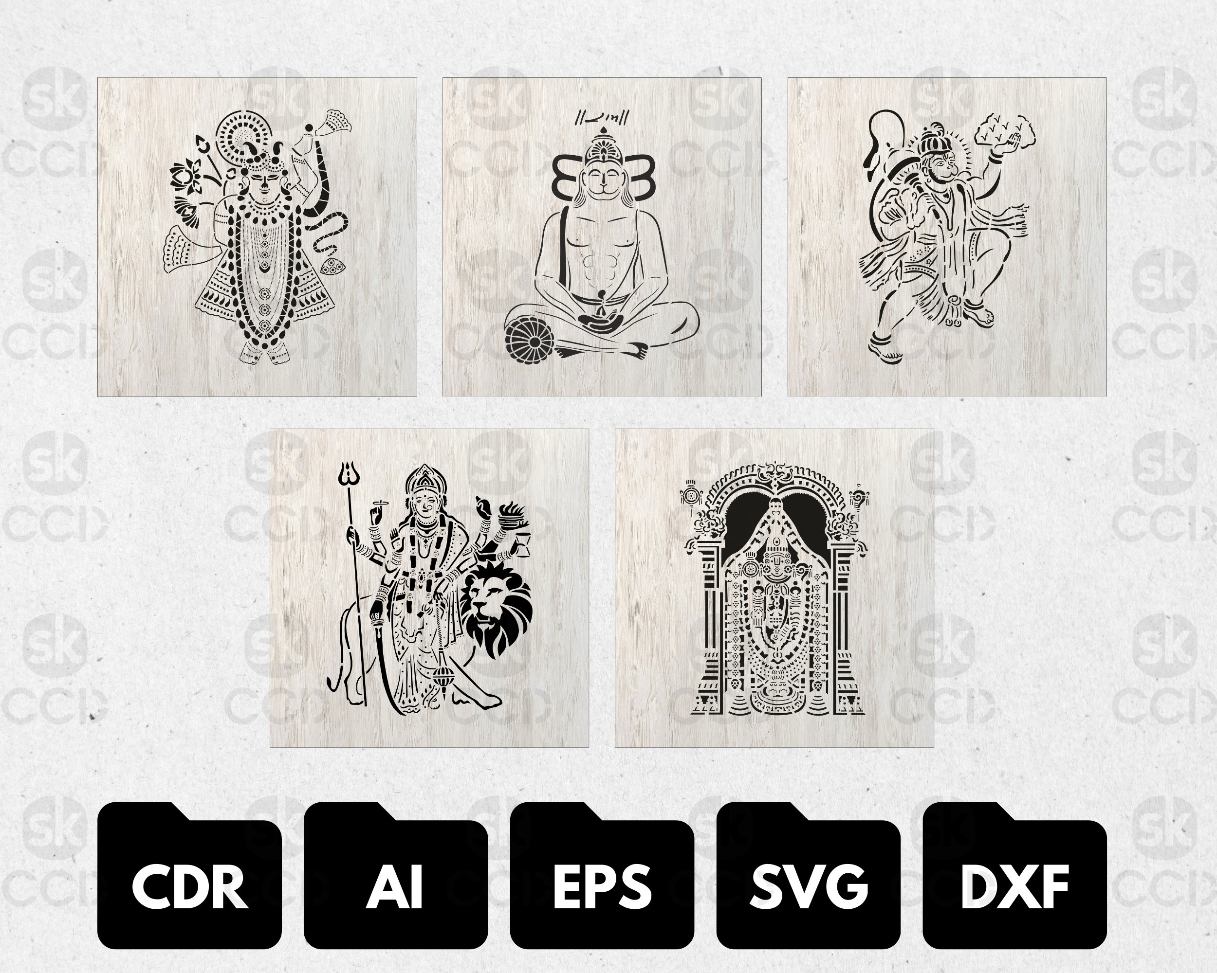 Indian God Collection, Lord Hanuman, Laser Cutting Design, DXF Vector ...