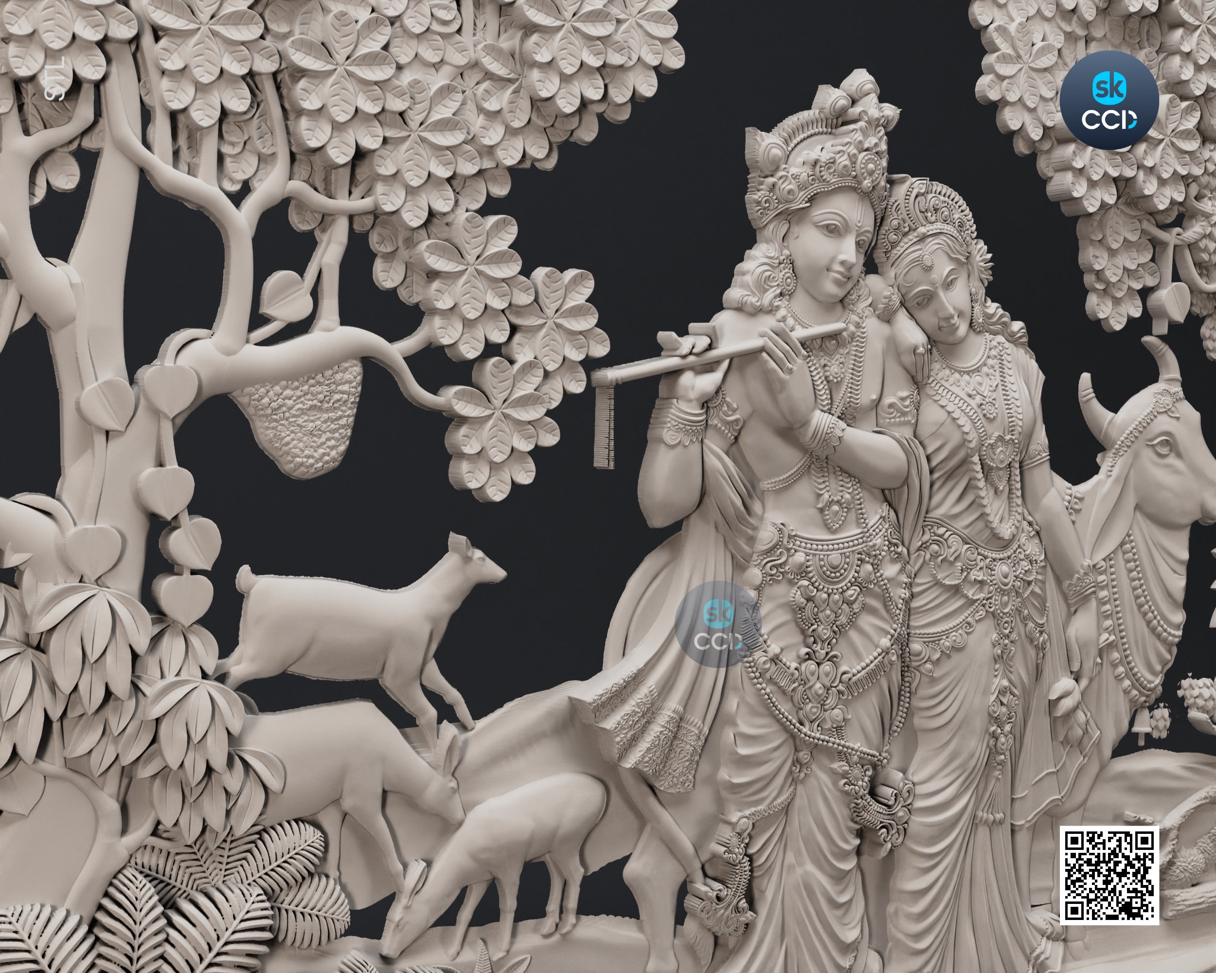 Radha Krishna STL 3D Model, Carvign Model, CNC Router Carving Artcam ...