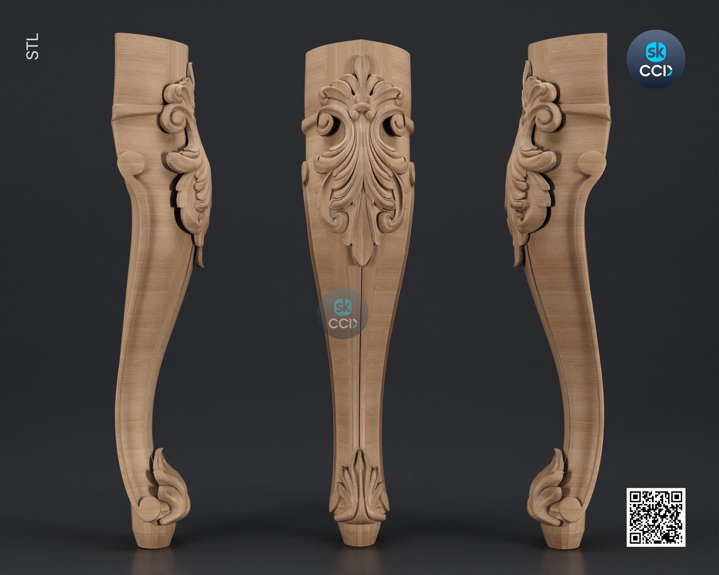 Furniture Leg 3D Model for Cnc Router Wood Carving Digital - Etsy