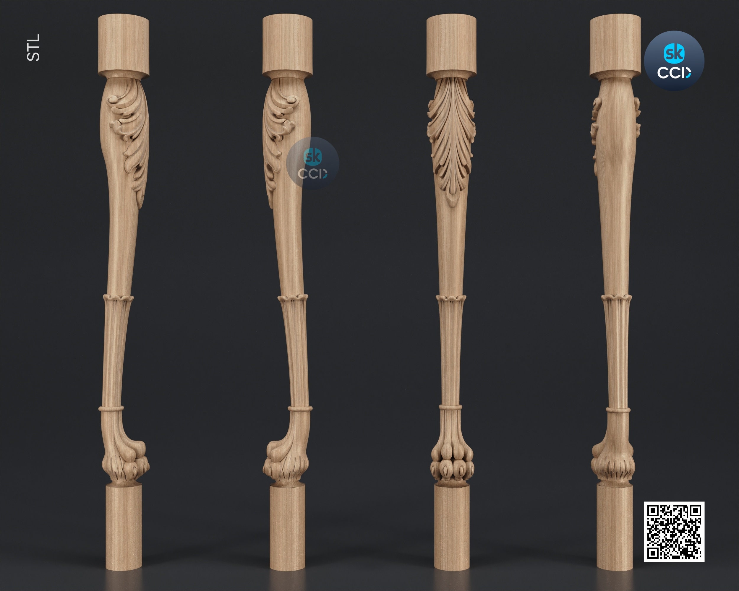 Furniture Leg 3D Model for Cnc Router Wood Carving Digital - Etsy