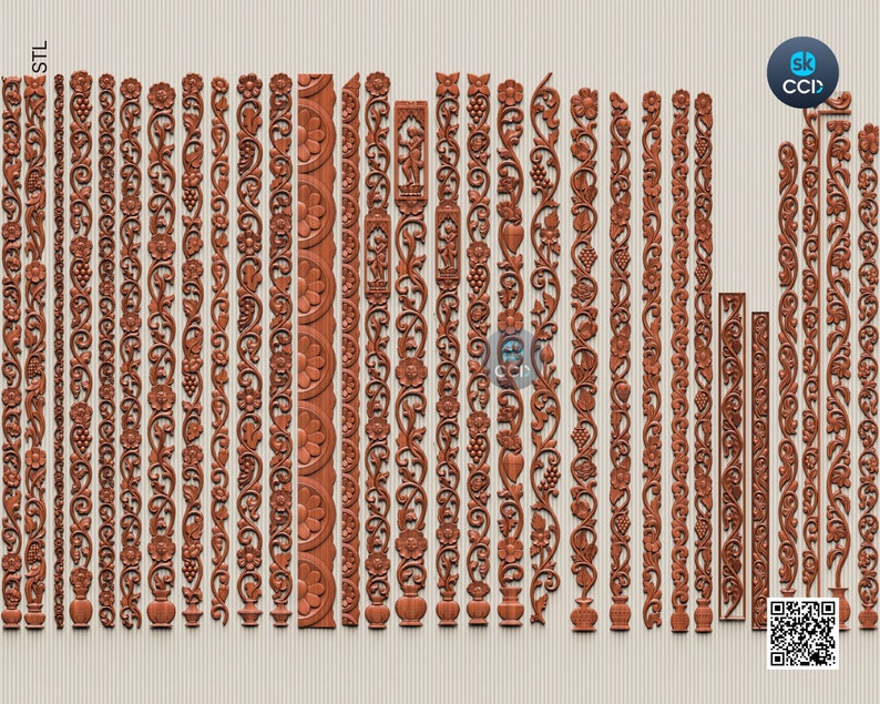 Wood Carving Border Set, Files for CNC, Instant Download Cnc Router ...