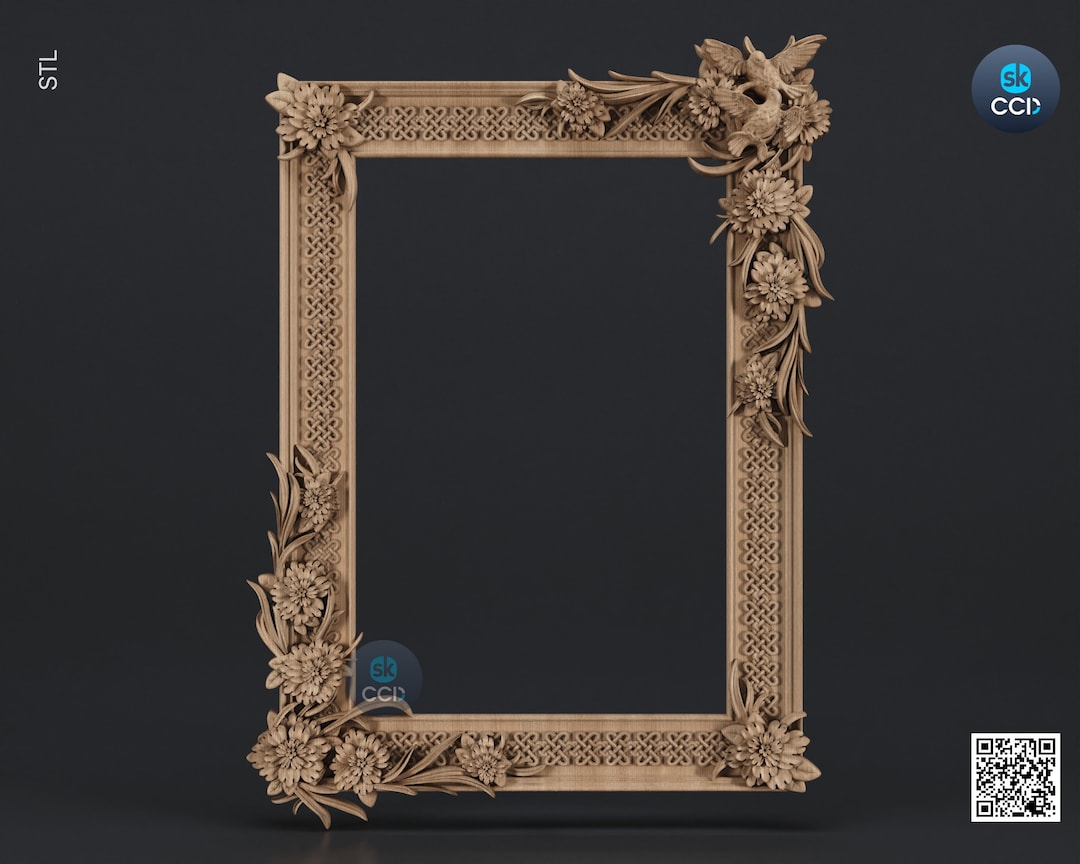 Carved Frame STL 3D Model, Carvign Frame, CNC Router Carving Artcam ...
