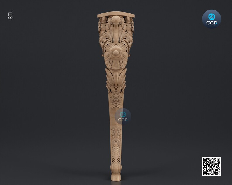 Furniture Leg 3D Model for Cnc Router, Wood Carving Digital File ...