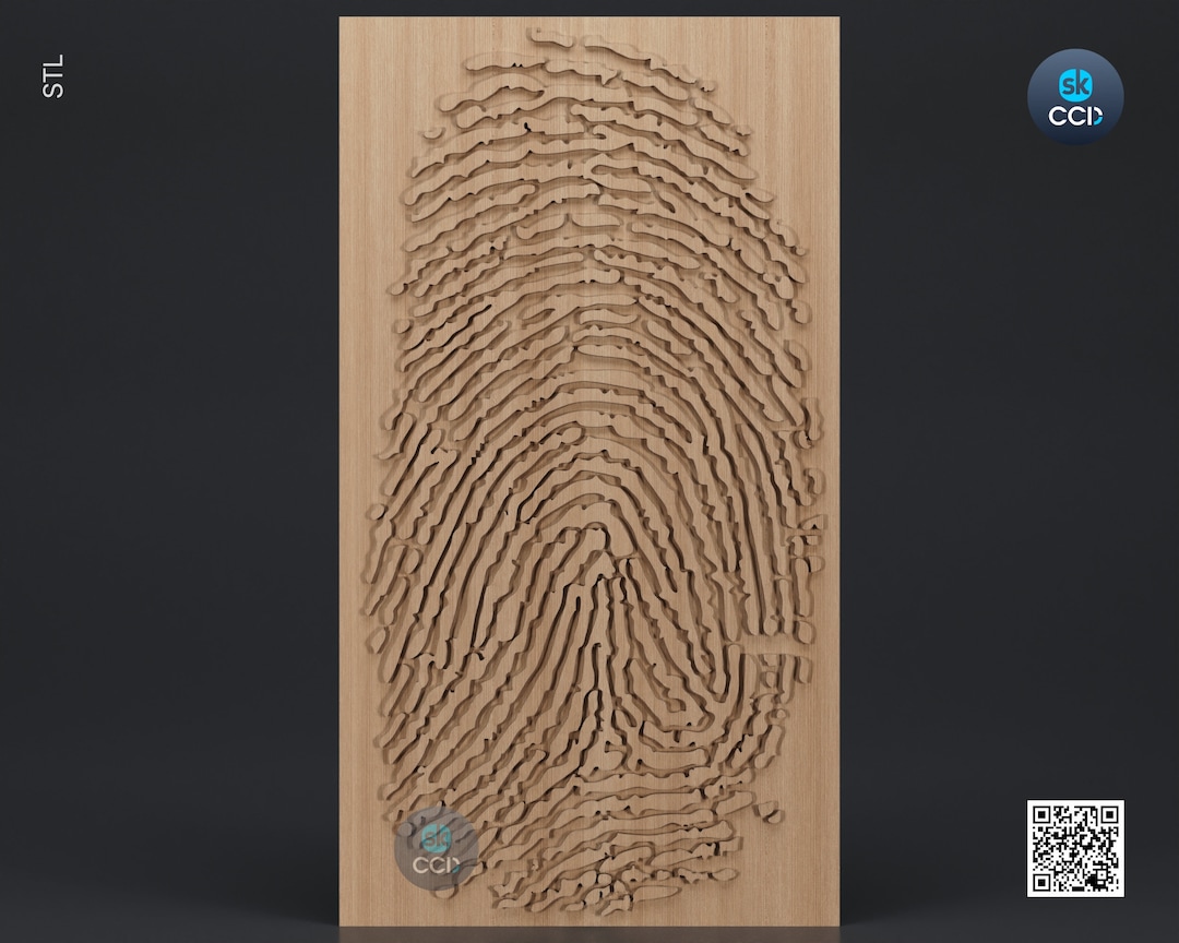 Wood Wall Art, Fingerprint STL Model, CNC Router Carving Artcam File ...