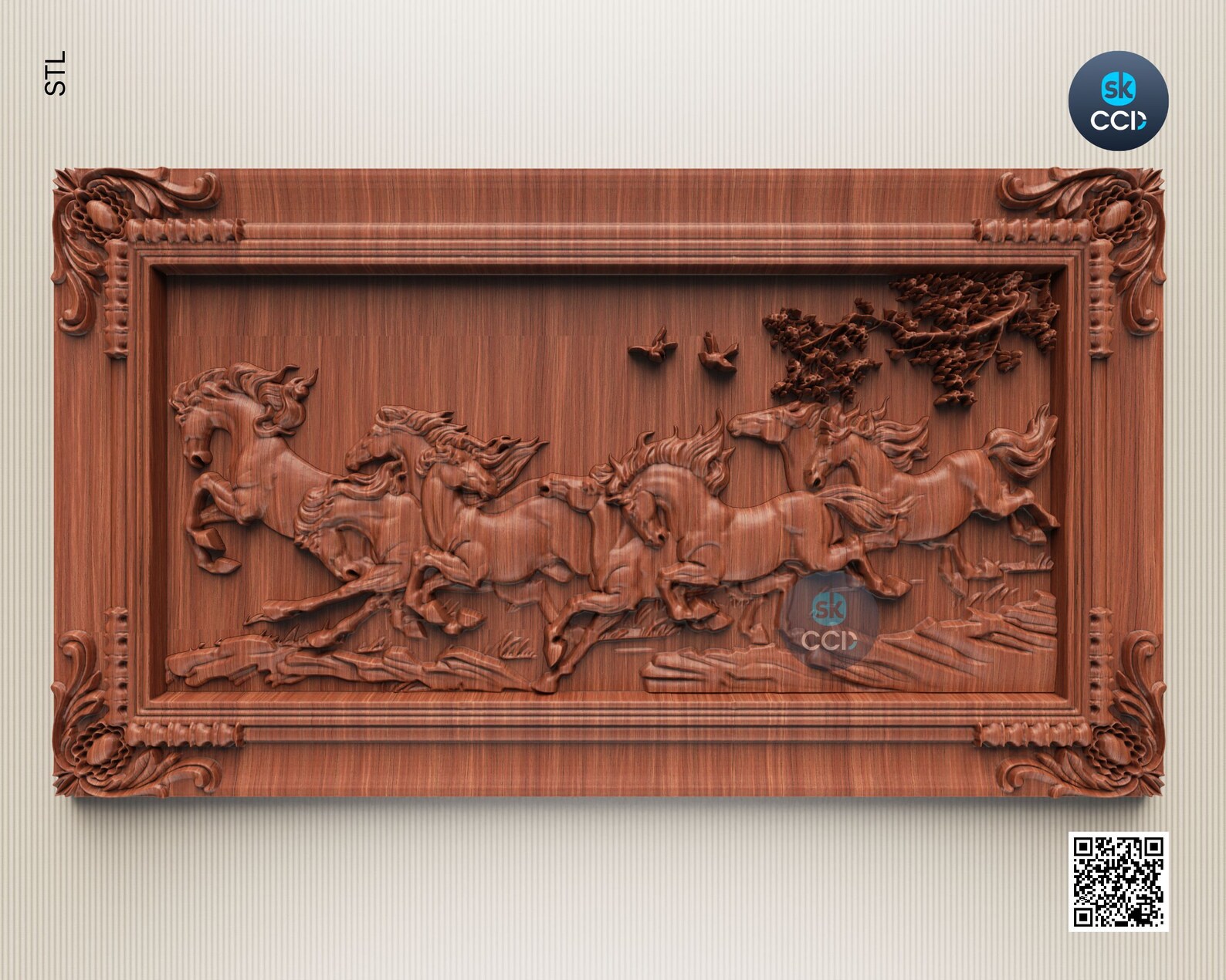 7 Horse 3D Relief Model in STL Format CNC Router Carving Engraving ...