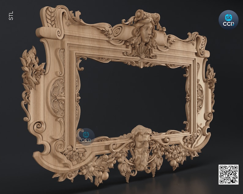 Carved Frame STL 3D Model, Carvign Frame, CNC Router Carving Artcam ...