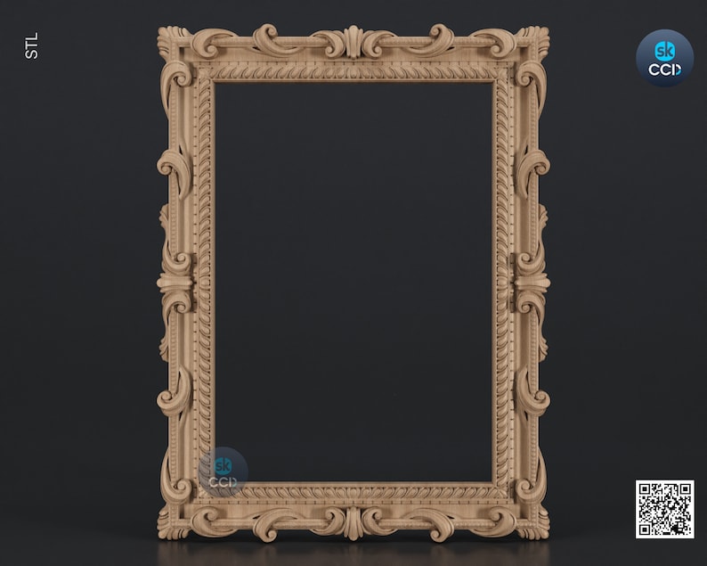 Carved Frame STL 3D Model, Carvign Frame, CNC Router Carving Artcam ...