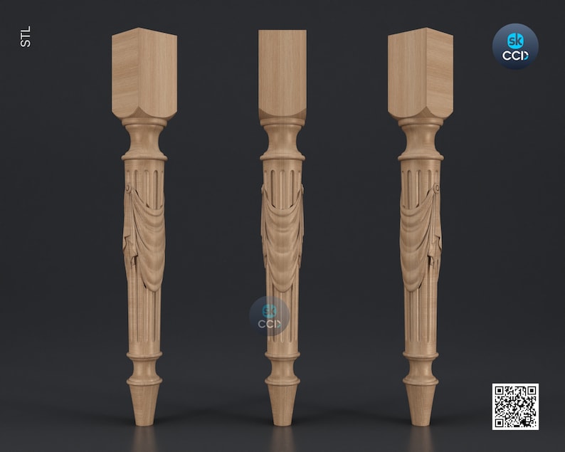 Furniture Leg 3D Model for Cnc Router Wood Carving Digital - Etsy