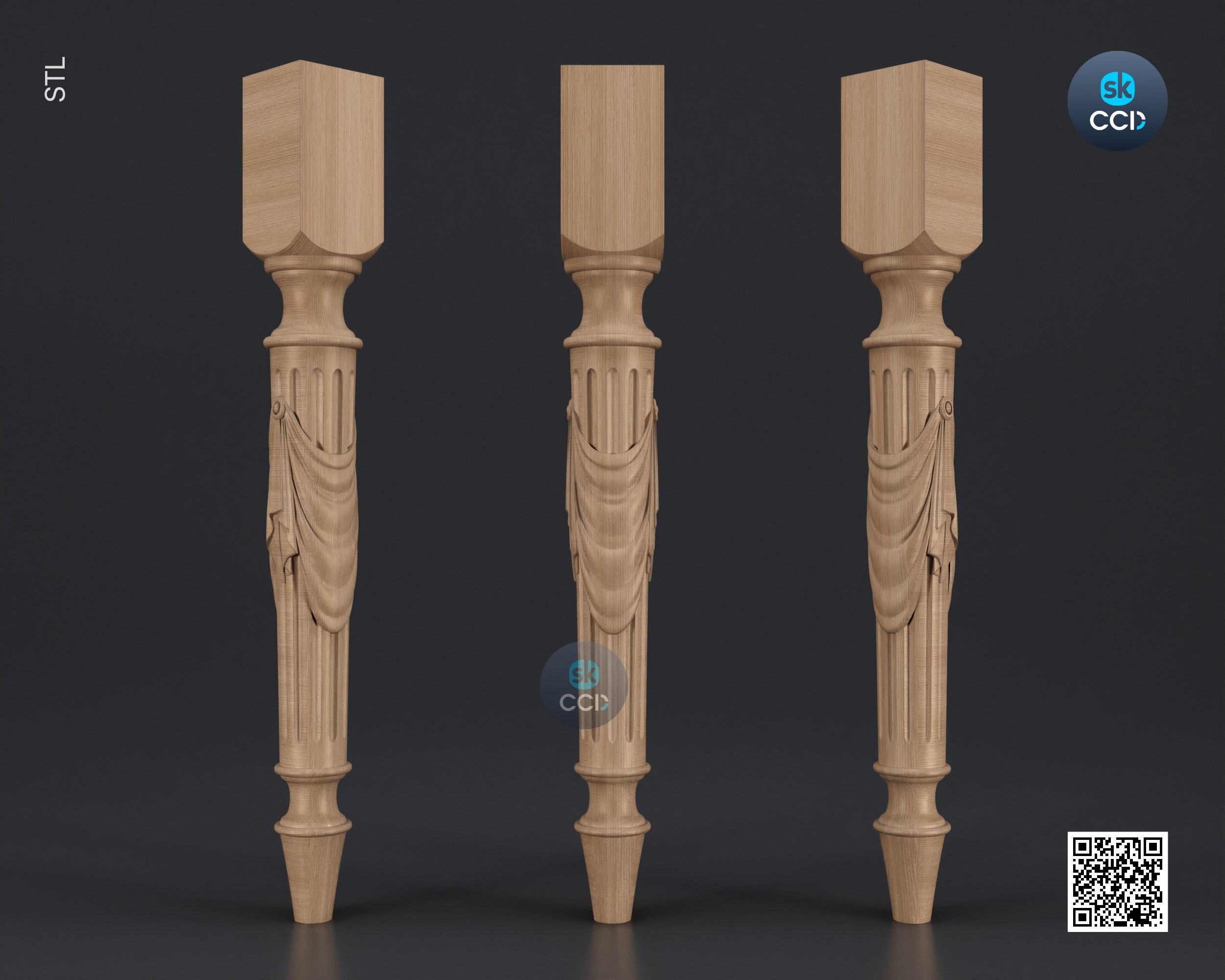 Furniture Leg 3D Model for Cnc Router Wood Carving Digital - Etsy