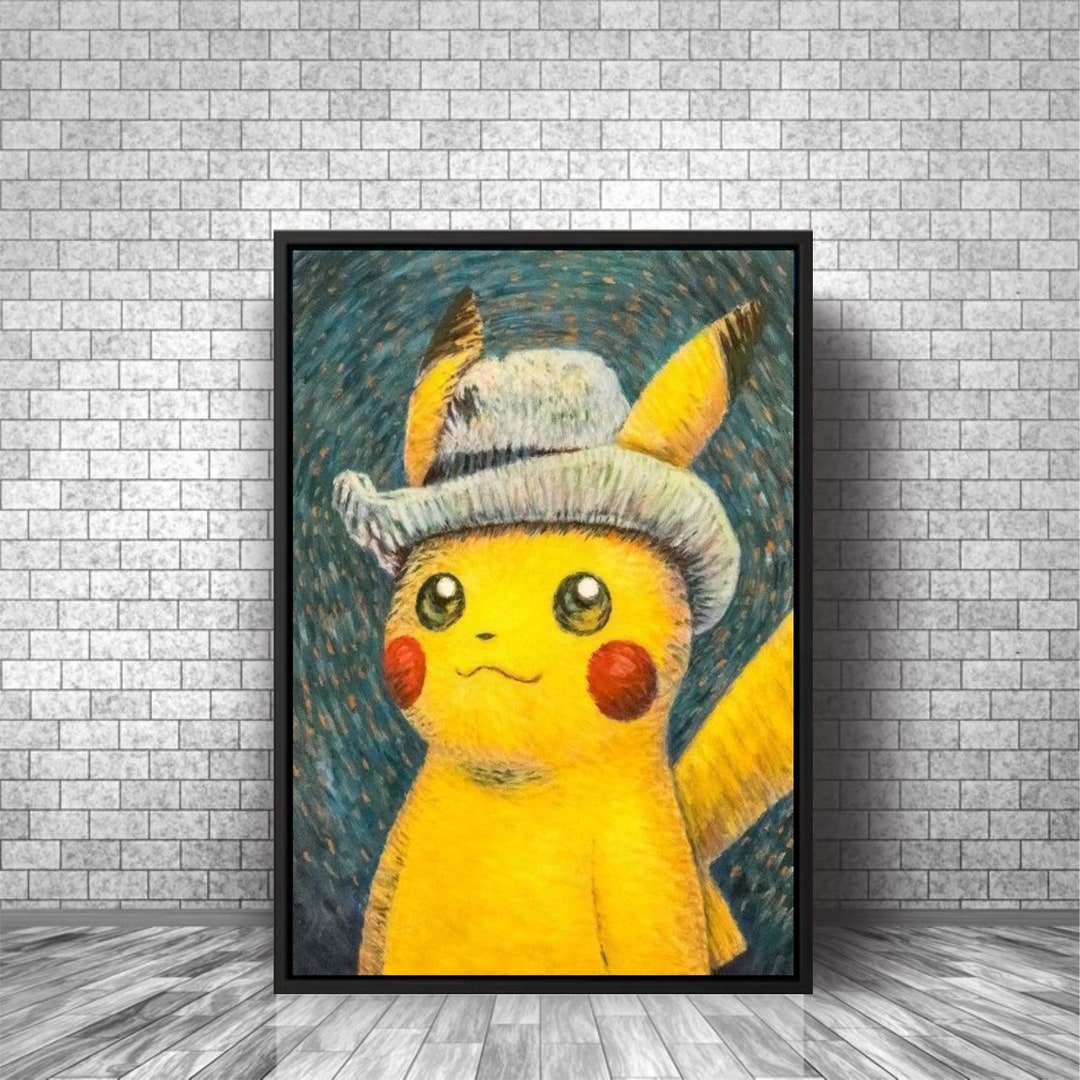 Pikachu Van Gogh Ready to Hang Canvas,van Gogh Pikachu Famous Artwork ...