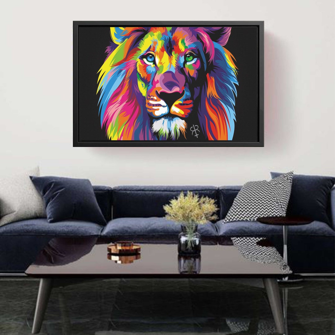 Löwe Leinwand Kunstdruck Banksy Kinderzimmer Groß gerahmt Deko Lustige Street Graffiti ...