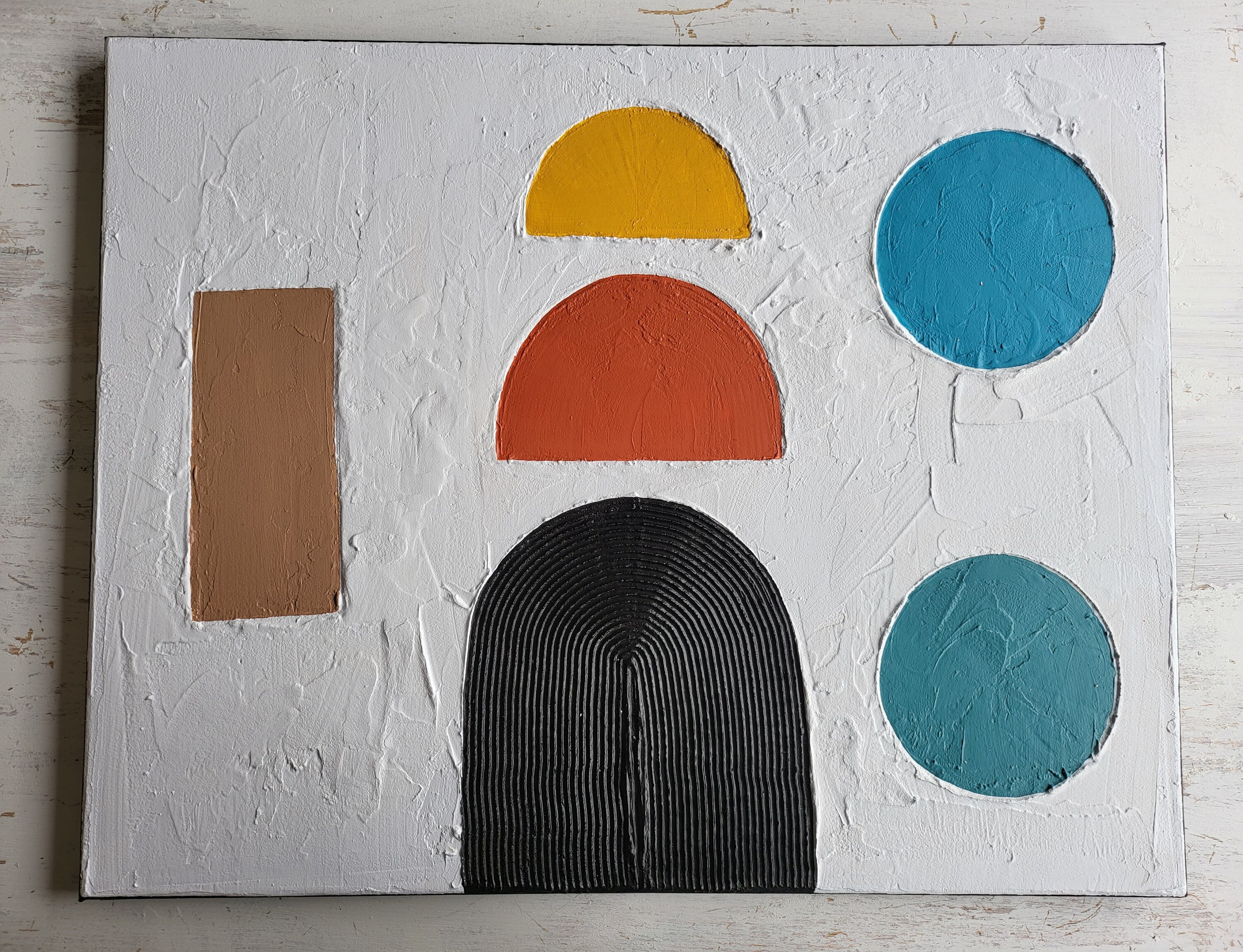 Mid Century Modern Geometric Shapes Textured Mixed Media - Etsy Australia