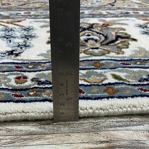 White Gold Traditional Persian Hand Knotted Wool and Silk Rug ...