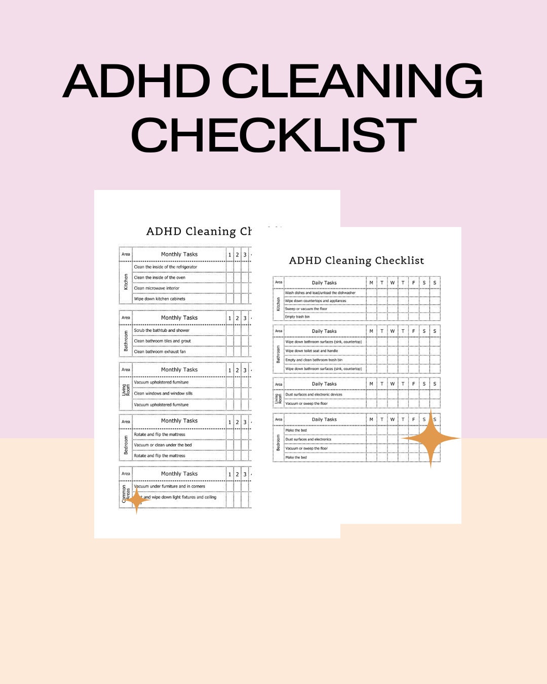 Cleaning ADHD Checklist - Digital Download - Printable Checklist ...