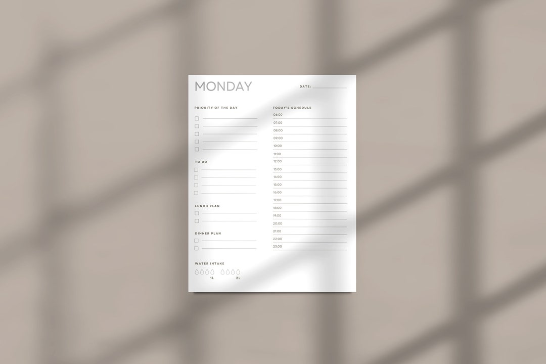 Daily Planner - 7 Days - Digital Download - Printable Planner - Monday ...