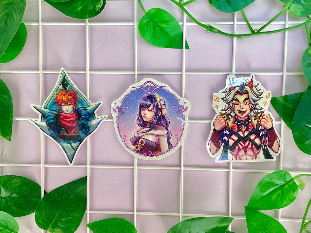 Genshin Impact Holographic Stars Effect Sticker, Raiden Ei, Tartaglia ...