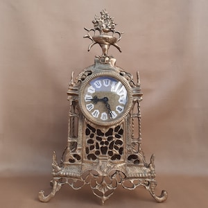 Brass Alloy Clock, Quartz Mantel Clock, Desk Clock, Table Clock Retro ...