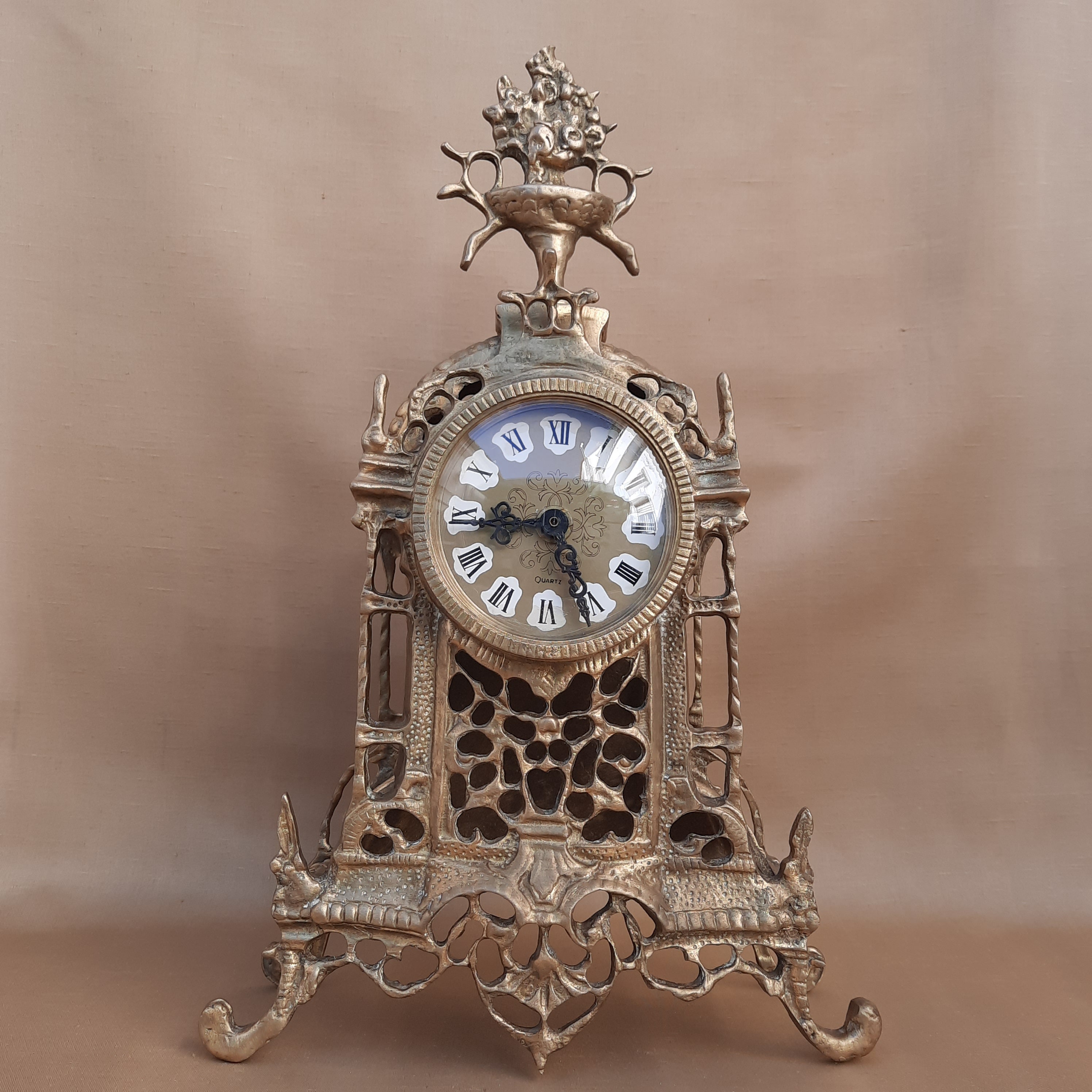 Brass Alloy Clock, Quartz Mantel Clock, Desk Clock, Table Clock Retro ...