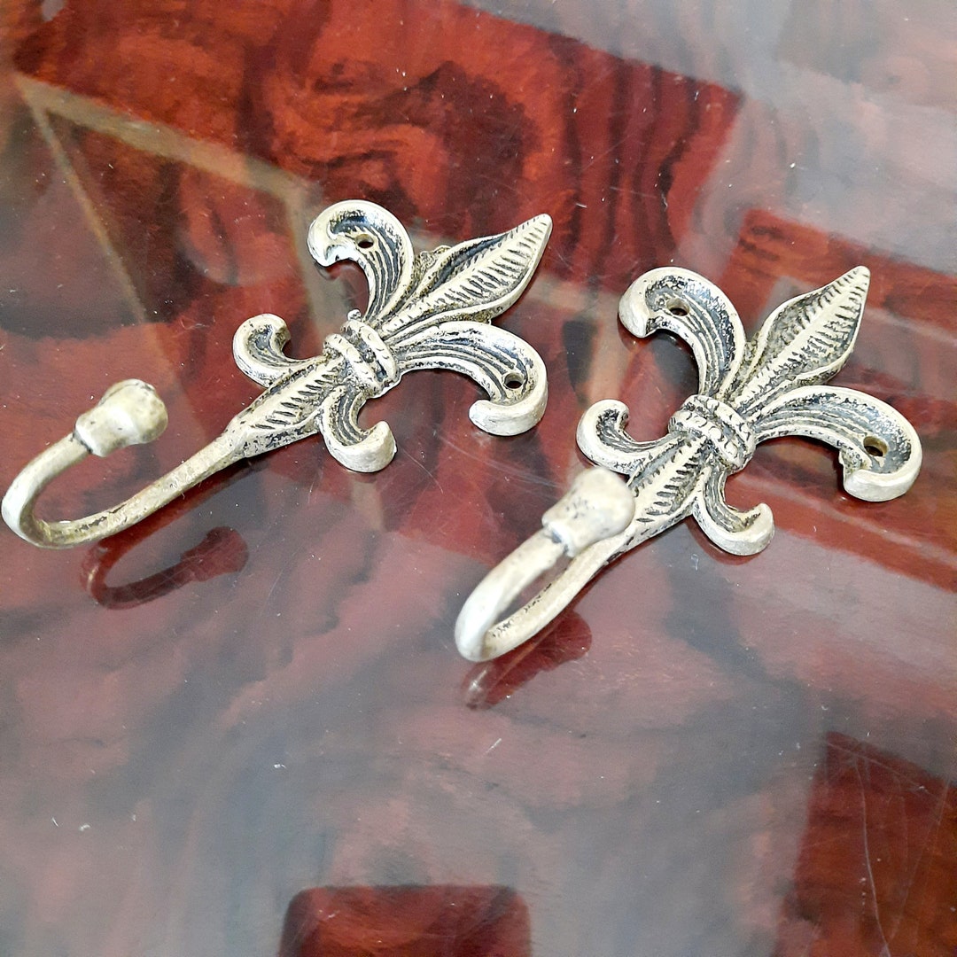 Small Brass Hook With the Image of the Lily. Vintage Wall Hanger ...
