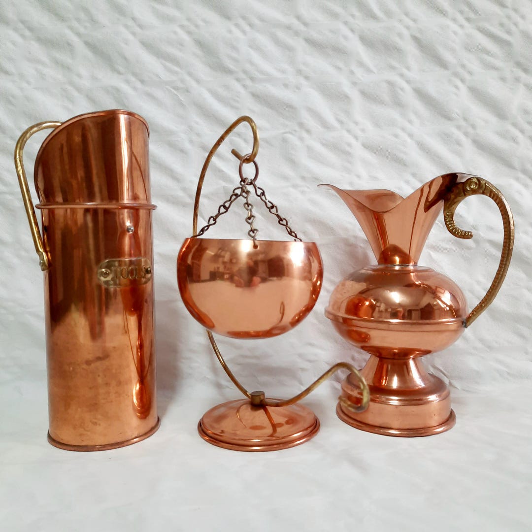 Vintage Set of 3 Copper Decorative Items. Vintage Matchbox, Mini ...